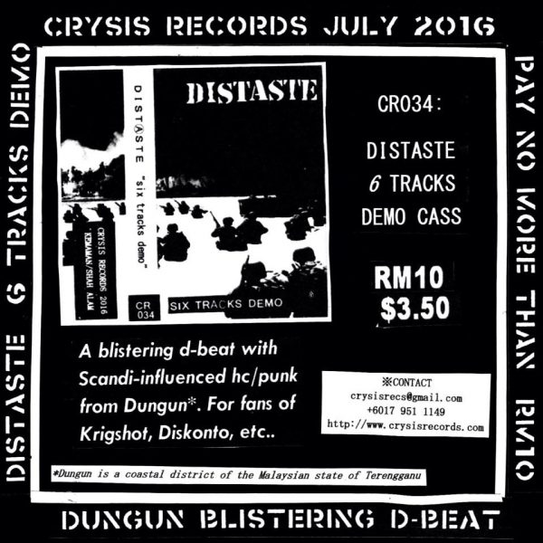 Malaysian d-beat band Distaste release 6 track demo cassette - Unite Asia